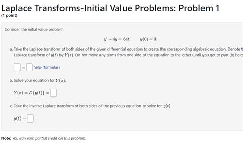 [solved] laplace transforms initial value problems problem 1 {1 point} course hero