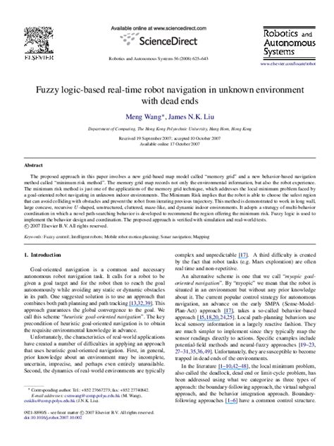 pdf fuzzy logic based real time robot navigation in unknown environment with dead ends james