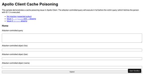 Apollo Client Cache Poisoning Codesandbox