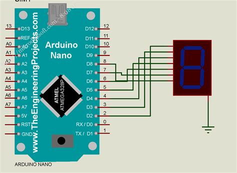 Interfacing Of 7 Segment On Arduino Nano In Proteus