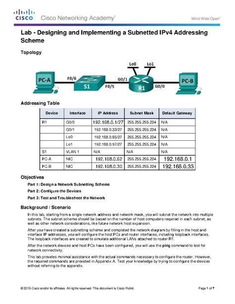 8 1 4 8 Lab Designing And Implementing A Subnetted IPv4 Addressing