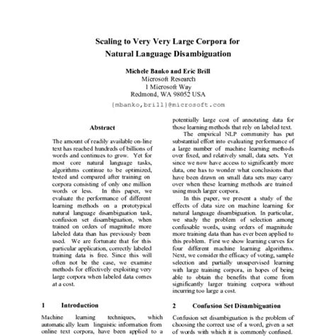 scaling to very very large corpora for natural language disambiguation acl anthology