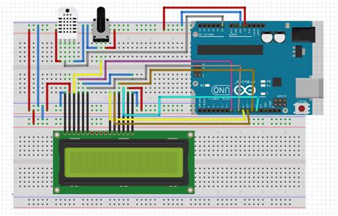 Arduino Temperature And Humidity Sensor Dht 11 With Lcd 1602a