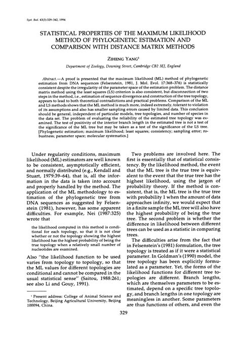 pdf statistical properties of the maximum likelihood method of phylogenetic estimation and