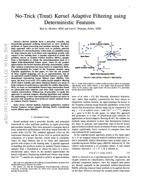 pdf no trick treat kernel adaptive filtering using deterministic features jose principe