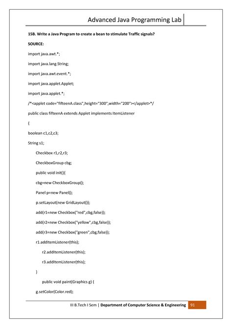 write a java program to create a bean to stimulate traffic signals advanced java programming