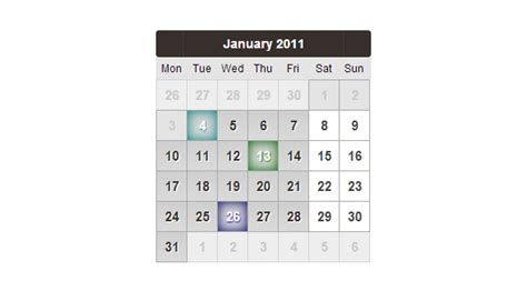 html5 css3日历应用 华丽的日期选择器 html5资源教程