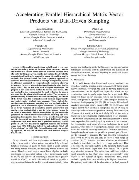 pdf accelerating parallel hierarchical matrix vector products via data driven sampling