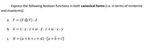 solved express the following boolean functions in both