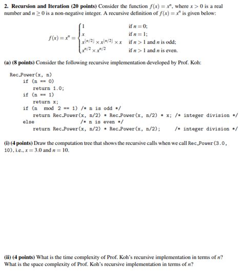 solved 2 recursion and iteration 20 points consider the