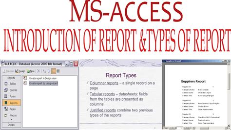 ms access introduction of report types of report single and multi table report youtube