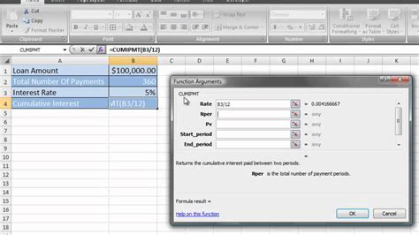how to use the cumipmt function in microsoft excel youtube