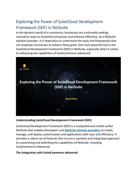 Ppt Exploring The Power Of Suitecloud Development Framework Sdf In