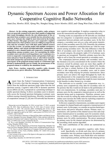 pdf dynamic spectrum access and power allocation for cooperative cognitive radio networks