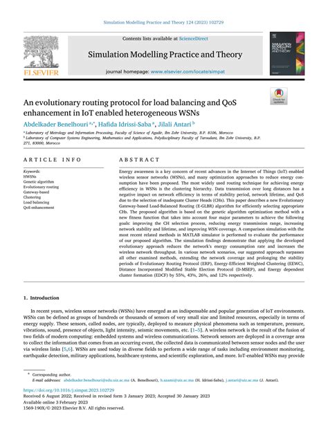 pdf an evolutionary routing protocol for load balancing and qos enhancement in iot enabled