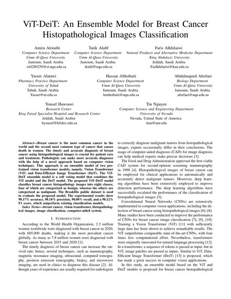pdf vit deit an ensemble model for breast cancer histopathological images classification