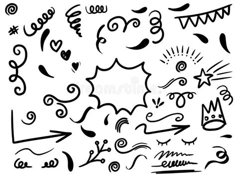 Hand Drawn Set Of Abstract Doodle Elements Use For Concept Design
