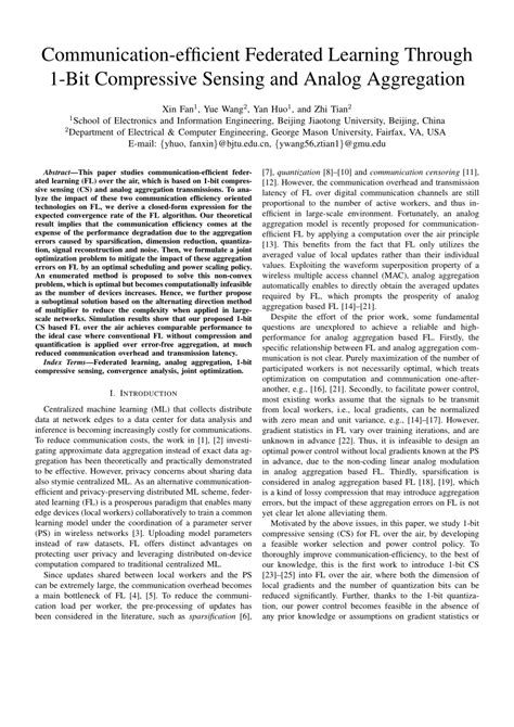 pdf communication efficient federated learning through 1 bit compressive sensing and analog