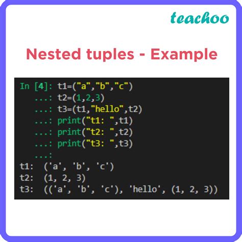 two tuples t1 and t2 are nested in a third tuple t3 along with some