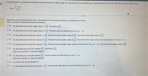 solved find all values x a where the function is