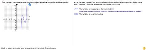 solved find the open intervals where the function graphed