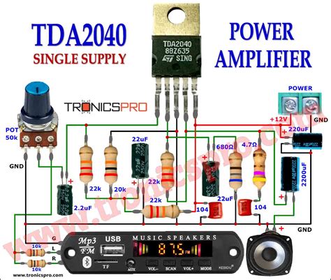 TDA2050 Subwoofer Amplifier Circuit JRC4558 IC TRONICSpro