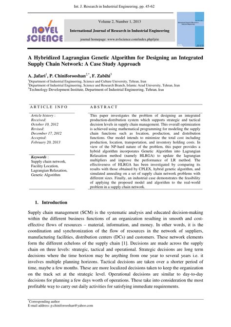 pdf a hybridized lagrangian genetic algorithm for designing an integrated supply chain network