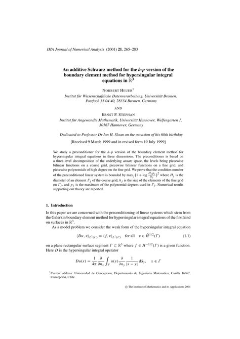pdf an additive schwarz method for the h p version of the boundary element method for