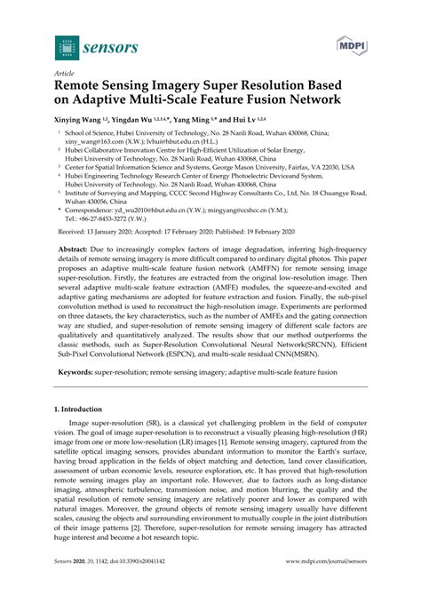 pdf remote sensing imagery super resolution based on adaptive multi scale feature fusion network