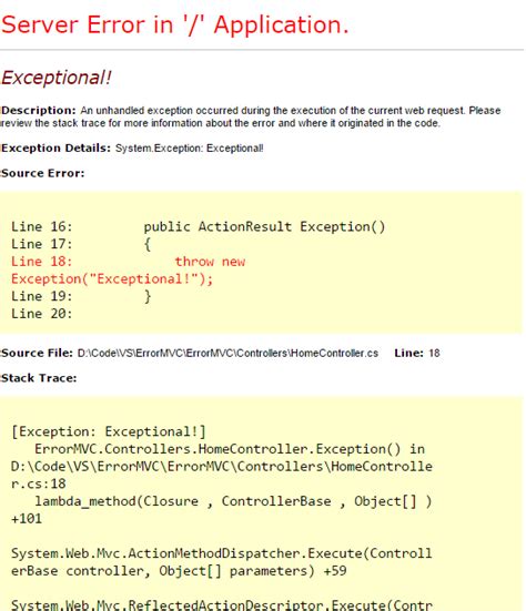Error Handling In ASP NET MVC Lfn3