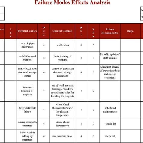 Example Of FMEA Strip Worksheet FMEA Strips Are Precompiled Portions