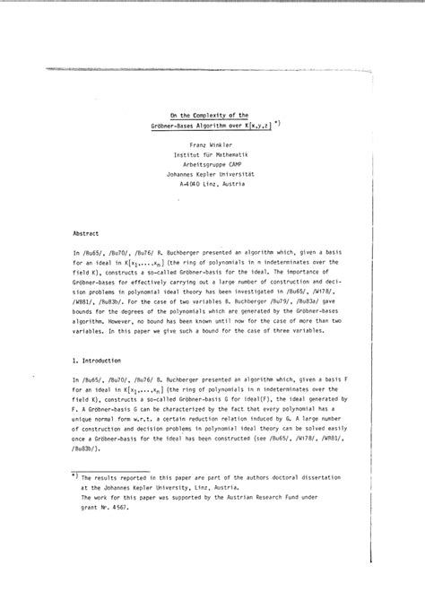 pdf on the complexity of the groebner bases algorithm over k[x y z]