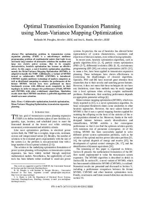 pdf optimal transmission expansion planning using mean variance mapping optimization jose