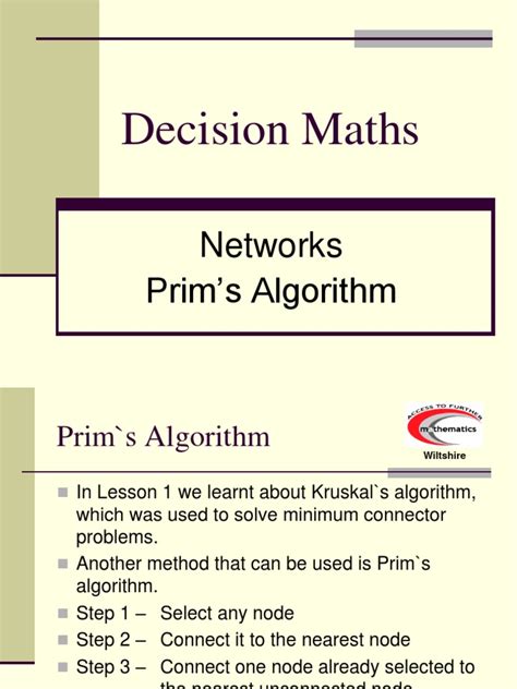 decision maths networks prim s algorithm pdf algorithms and data structures algorithms