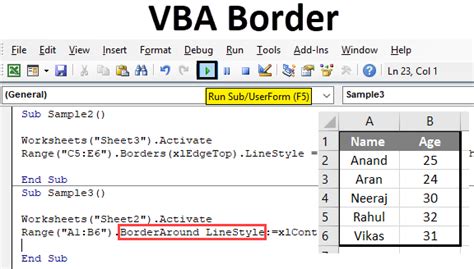 vba borders how to use border in excel vba excel template