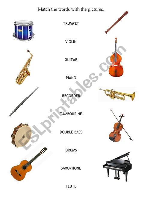Musical Instruments Matching Activity ESL Worksheet By Biankis