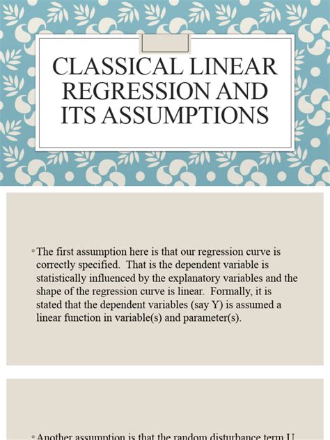 classical linear regression and its assumptions pdf ordinary least squares linear regression