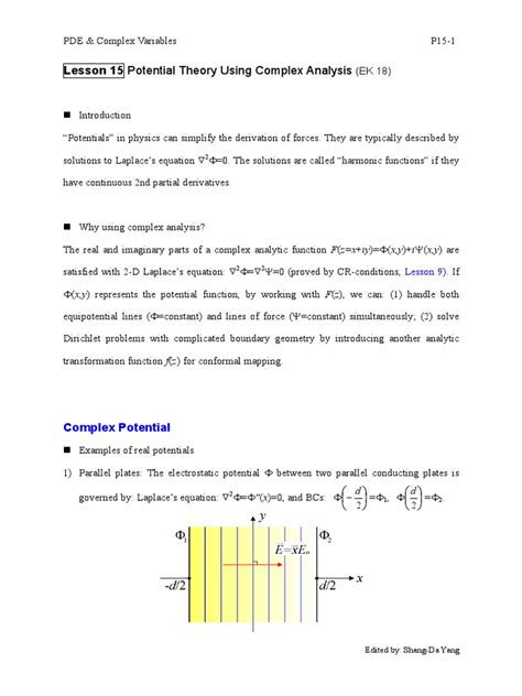 solving potential problems using complex analysis examples of real potentials complex