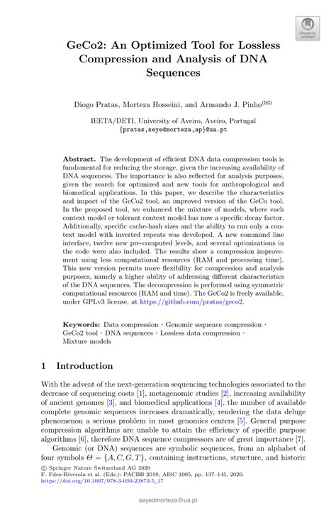 pdf geco2 an optimized tool for lossless compression and analysis of dna sequences
