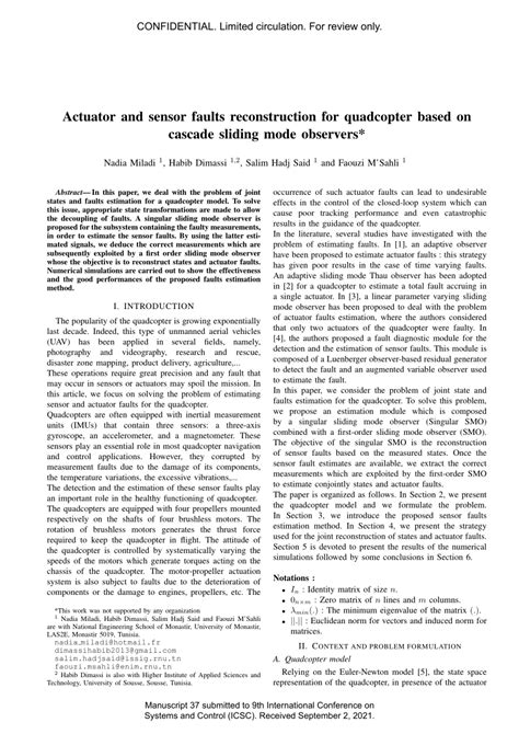 pdf actuator and sensor faults reconstruction for quadcopter based on cascade sliding mode