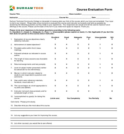 Evaluation Form