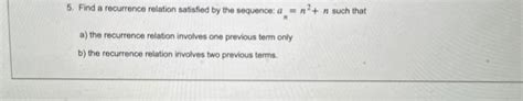 solved 5 find a recurrence relation satisfied by the