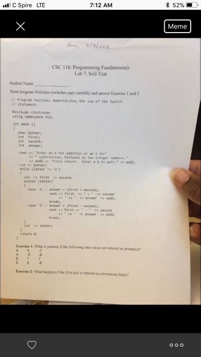 solved c spire lte 7 12 am 52 meme csc 118 programming