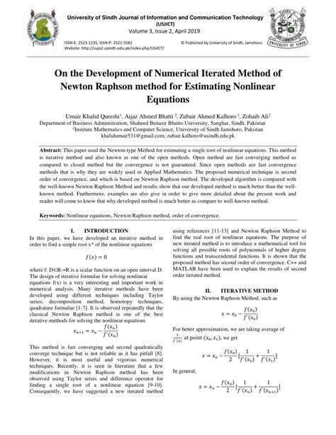 pdf on the development of numerical iterated method of newton raphson method for estimating