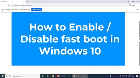 How To Enable And Disable Fast Boot Fast Startup In Windows 10 YouTube