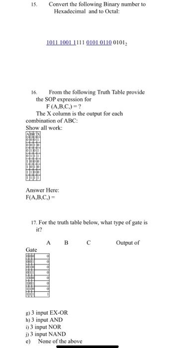 solved convert the following binary number to hexadecimal