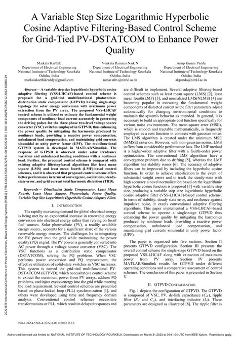 pdf a variable step size logarithmic hyperbolic cosine adaptive filtering based control scheme
