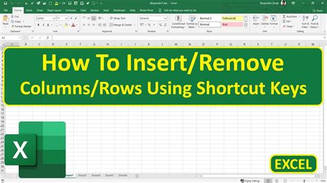 How To Insert Or Remove Columns Or Rows Using Shortcut Keys In Excel