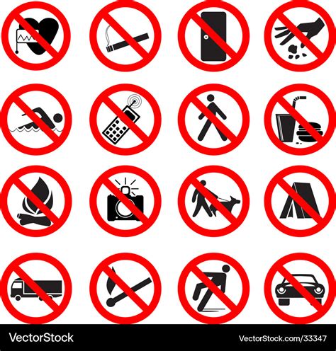 Set Of Forbidden Signs Royalty Free Vector Image