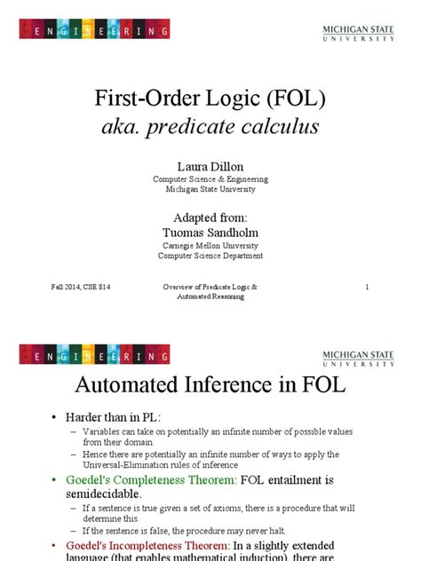 first order logic fol aka predicate calculus pdf first order logic logic